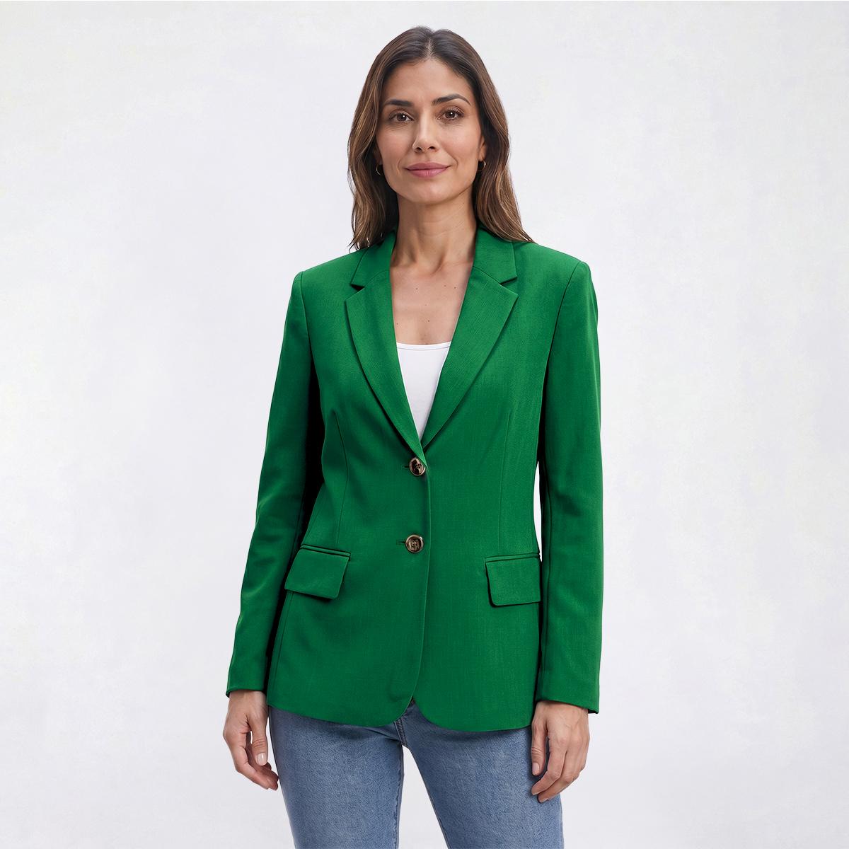 Click here for Petite Kasper Long Sleeve Two Button Notch Collar... prices
